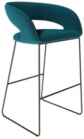 OnaDnes -20% Petrolejově modrá sametová barová židle Miotto Aventino s kovovou podnoží 75 cm