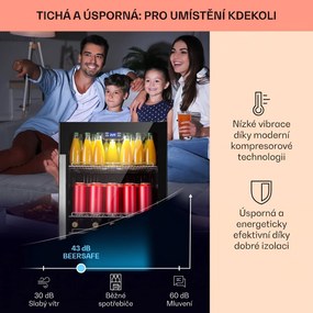 Klarstein Beersafe 5XL, lednice, 147 l, 3 police, panoramatické skleněné dveře, nerezová ocel