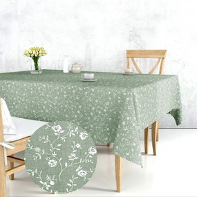Ervi bavlněný ubrus na stůl čtvercový - květiny na olivovém