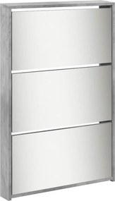 Botník se zrcadlem 5patrový betonově šedý 63 x 17 x 169,5 cm 3228281