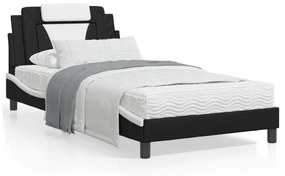 Rám postele s čelem černý a bílý 100 x 200 cm umělá kůže