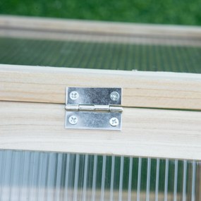 Outsunny Dřevěný Mini Skleník 90 x 52 x 49,5 cm, Zahradní Lůžko s Krytem, Skleník s Přenosem Světla, Zimní Ochrana pro Zahradu, Balkon, Přirozené Dře…