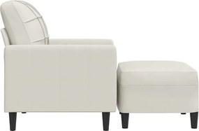 Křeslo s podnožkou krémové 60 cm samet 3278265