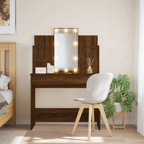 vidaXL Toaletní stolek s LED osvětlením 96 x 40 x 142 cm [837892] Barva: hnědý dub