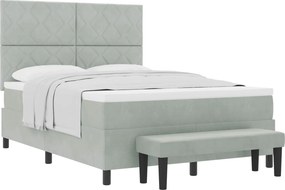 Postel s boxspringem s čelo Světle šedá 190 x 140 cm samet 3344576