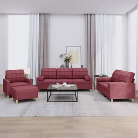 4dílná sedací souprava s polštáři vínová textil 3201272