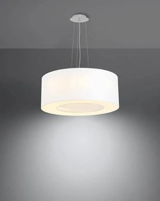 Závěsné svítidlo Saturno, 1x bílé textilní stínítko, (bílý plast), (fi 50 cm)