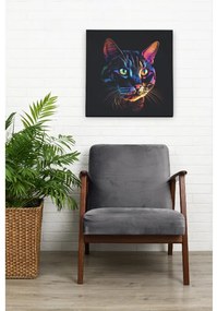 Obraz na plátně - barevná kočka FeelHappy.cz Velikost obrazu: 40 x 40 cm