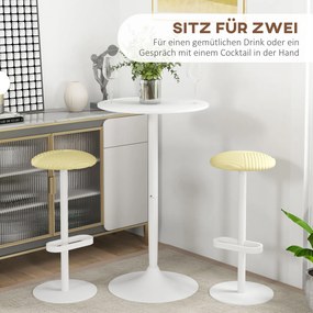 HOMCOM barový stůl vysoký kulatý kuchyňský stůl Ø60 cm do obývacího pokoje jídelny ocelový bílý výškově nastavitelný | Aosom.de