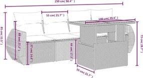 5dílná zahradní sedací souprava s poduškami šedá polyratan 3272075