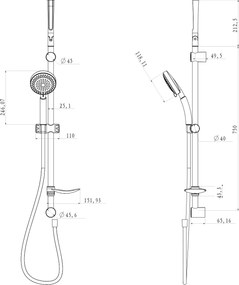 Aqualine, TILA sprchová souprava s mýdelničkou, posuvný držák, chrom, 11445