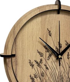 Dřevěné nástěnné hodiny s přírodním motivem Designová dekorace | SENTOP HDF0587-GOLD-OAK