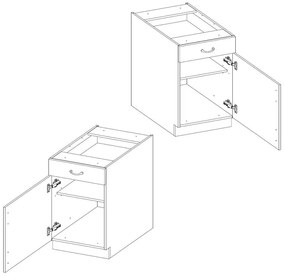 LARA wh | dolní skříňka 50D 1F1S policová se zásuvkou | 50 cm | UNI | PREMIUM BOX | bílá lesk