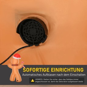 HOMCOM Samonafukovací perníkový muž, včetně ventilátoru, vánoční dekorace 2,4 m s LED světly