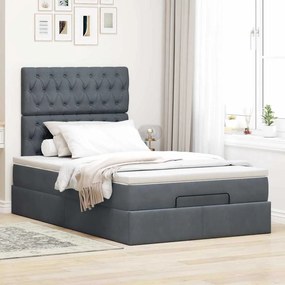 Osmanský rám postele s matracemi tmavě šedá 120x190 cm samet 3314379