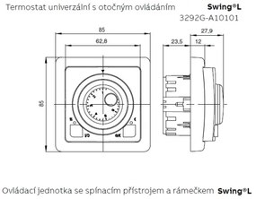ABB Swing (L) termostat otočný 3292G-A10101 B1 jasně bílá