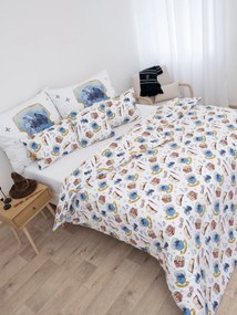 MK Lůžkoviny Prodloužené bavlněné povlečení Renforcé - Havraspár bílé 140 × 220 cm, 70 x 90 cm