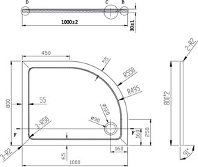 Olsen Spa Venets 100 x 80 x 3 cm VANKASCTVR8010L sprchová vanička levá