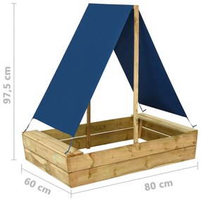vidaXL Marketos Pískoviště se stříškou 80 x 60 x 97,5 cm impregnovaná borovice