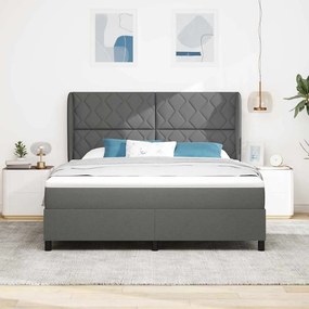 Postel s boxspringem s čelo Tmavě šedá 180 x 200 cm textil 3340642