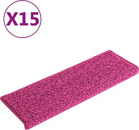 Schodové rohože 15 ks 65 x 21 x 4 cm růžové s obdélníkovým okrajem 326203