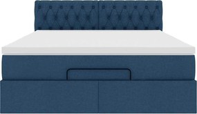 Osmanský postel s matrací modrá 140x190 cm textil 3311545