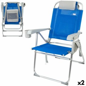 Skládací židle s opěrkou hlavy Aktive 47 x 99 x 63 cm modrá (2 kusy)