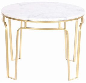 DKD Home Decor Postranní stolek 60 x 60 x 44,5 cm Zlatý Kov, Bílý Mramor