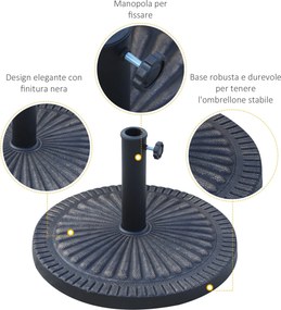 Základna pro slunečník Outsunny průměr 3,8-4,8 cm s květinovým motivem a knoflíkem, hmotnost 15 kg, zahradní pryskyřice 49x32 cm
