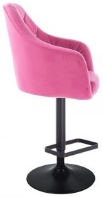 LuxuryForm Barová židle ROMA VELUR na černém talíři - růžová