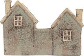 Šedo-zelený keramický domek na čajovou svíčku Lamont - 22*9*15 cm
