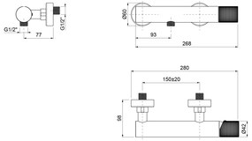 Sapho Ultratap sprchová baterie nástěnná 150 mm chrom matná černá UT011TBC
