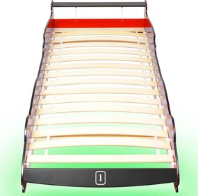 Dětská LED postel závodní auto, 90x200 cm, červená 243936