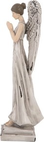 Šedá antik dekorace anděl s odřením Angel - 9*8*23 cm