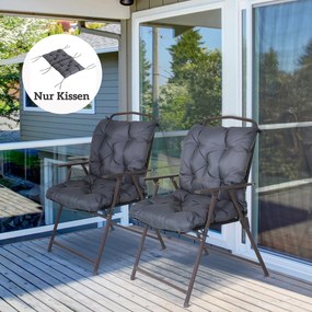Outsunny sada 2 polštářů pro nízké opěradlo židle zahradní polštář šedý | Aosom