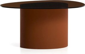 Hnědý konferenční stolek se skleněnou deskou 74x81,5 cm Olir – Kave Home