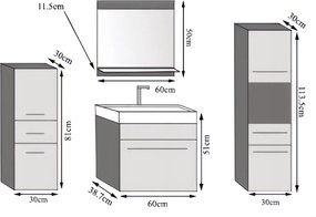Koupelnový nábytek Belini černý mat + umyvadlo + zrcadlo  ROD M 5/0/W/B/0/ZW