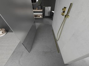Mexen Kioto, průchozí sprchová zástěna 110 x 200 cm, 8mm čiré sklo/námraza, 2x zlatá stabilizační rozpěra, 800-110-002-50-35