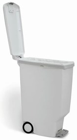 Úzký pedálový koš 40 l, bílý plast, bílá