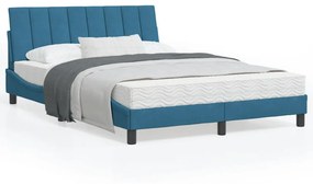 vidaXL Rám postele s LED osvětlením modrý 120 x 200 cm samet