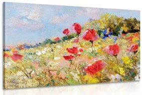 Obraz malované máky na louce - 90x60 cm