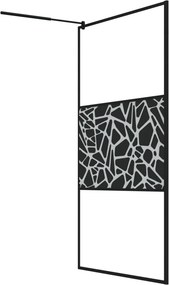 Zástěna do průchozí sprchy s policí černá 115x195 cm ESG/hliník 3185484