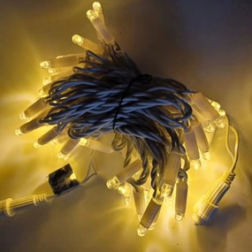 Eco fix LED světelný řetěz 10 m, 60 zářivějších diod, teple bílá, 36V, bílý kabel, IP44