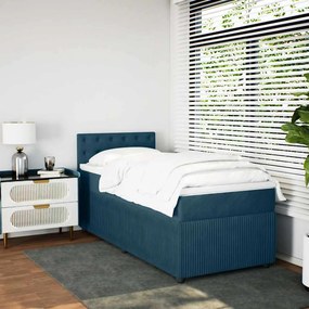 Box spring postel s matrací modrá 80 x 200 cm samet 3287606