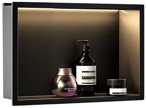 Rea Rea, LED polička na zapuštění 45x30x10 cm, 12W, 3000K, černá matná, REA-08546