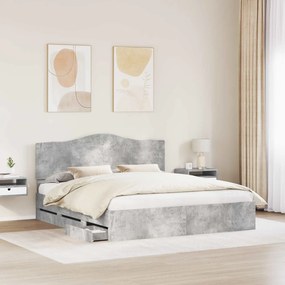 Rám postele s čelo Betonově šedá 180 x 200 cm Inženýrské dřevo 3413390