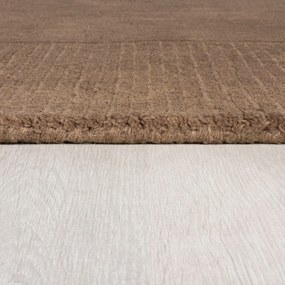 Flair Rugs koberce Kusový ručně tkaný koberec Tuscany Textured Wool Border Brown - 200x290 cm