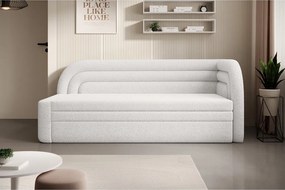 Krémová rozkládací/s úložným prostorem pohovka z textilie bouclé pravý roh 223 cm Fabillo – ELTAP