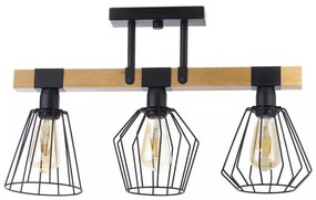 Light4home | Přisazený lustr CAMEROON 3xE27/60W/230V černá/dřevo | LH0424