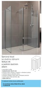 Mereo Novea boční díl pro WALK IN 35 x  200 cm sklo Čiré ALU chrom CK10635S